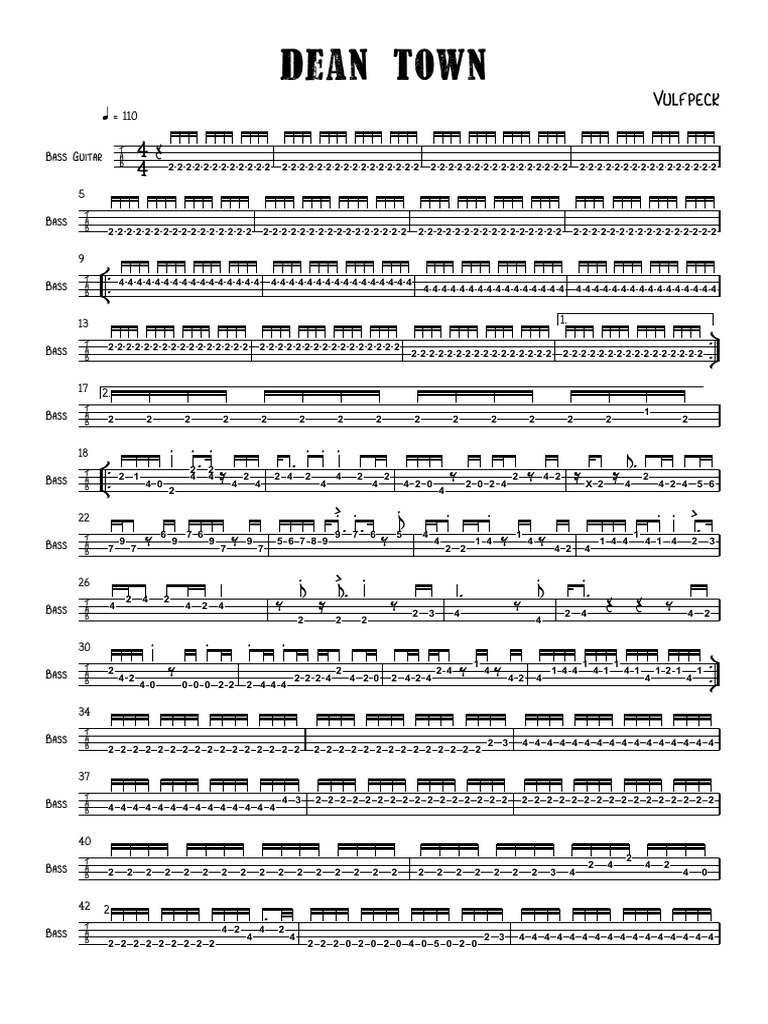 Dean Town - tab - Full Score | PDF | Guitar Family Instruments