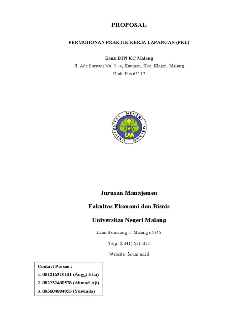 Proposal Magang Bank BTN KC Malang | PDF
