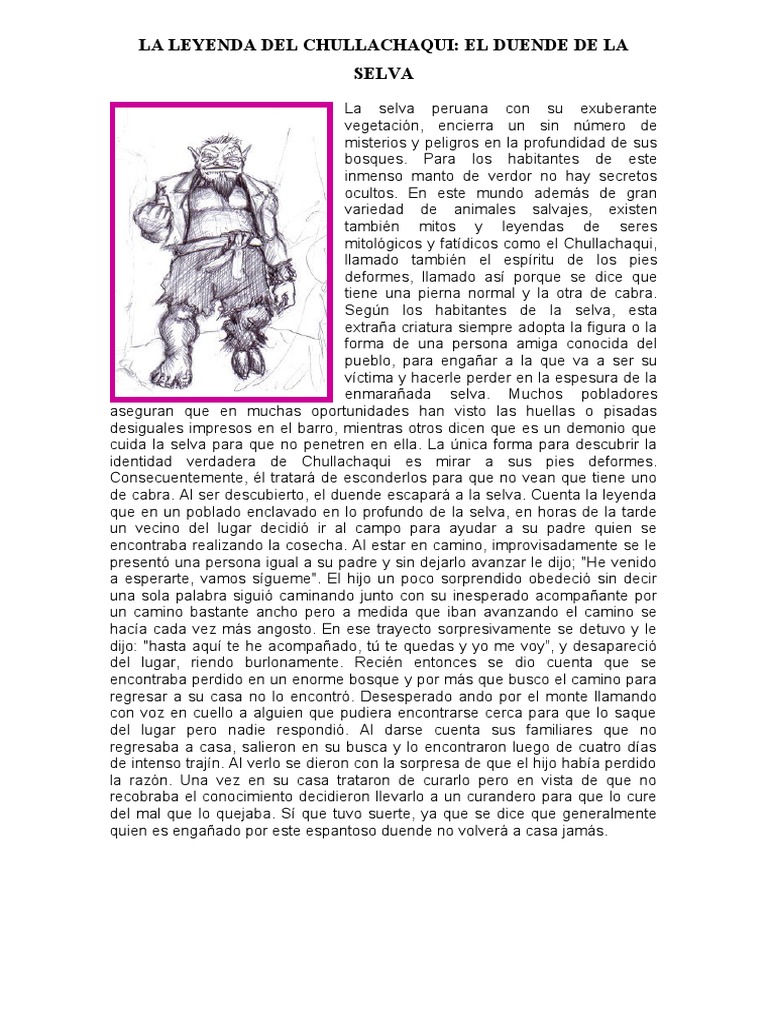 La Leyenda del Chullachaqui en la Selva | PDF