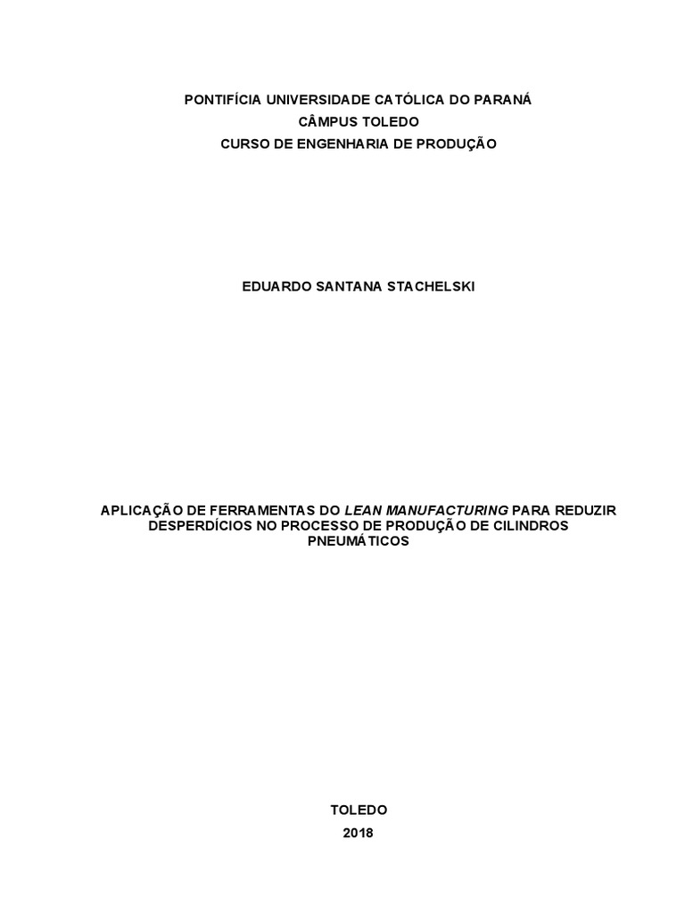 TCC Lean Manufacturing | PDF | Fabricação enxuta | Produção e fabricação
