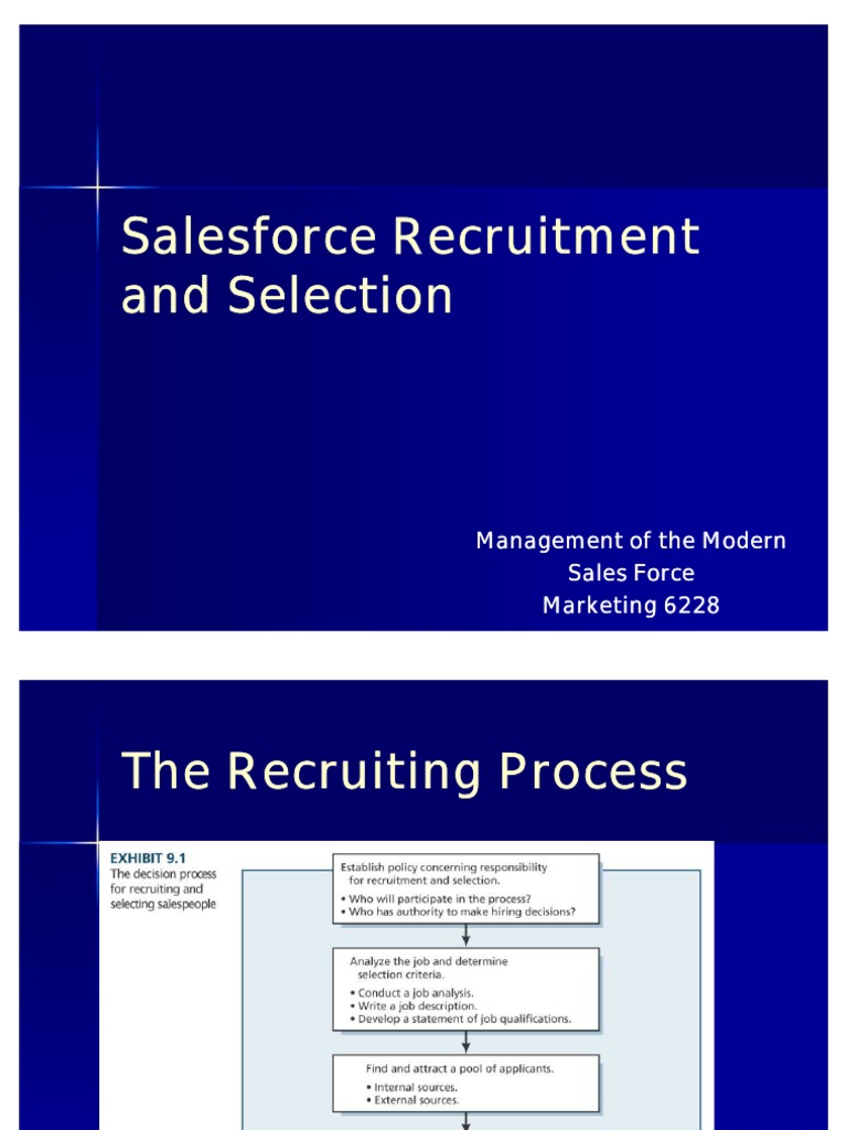 Sales Force Recruitment and Selection | PDF | Test (Assessment) | Sales