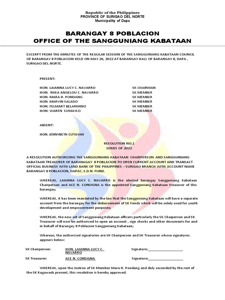 bank-account-resolution | PDF | Philippines | Government