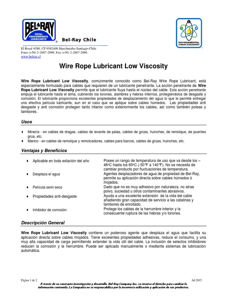 Wire Rope Lubricant Low Viscosity | PDF | Lubricante | Agua