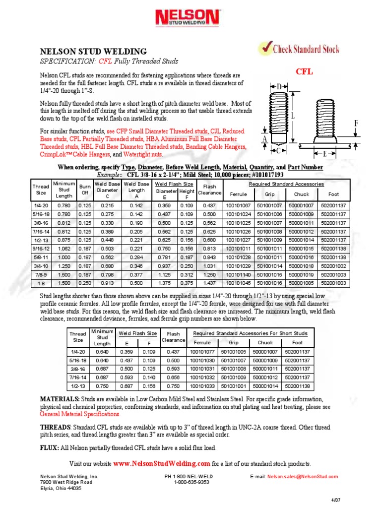Ficha Tecnica - NELSON STUD (Fejucy) | PDF | Welding | Construction