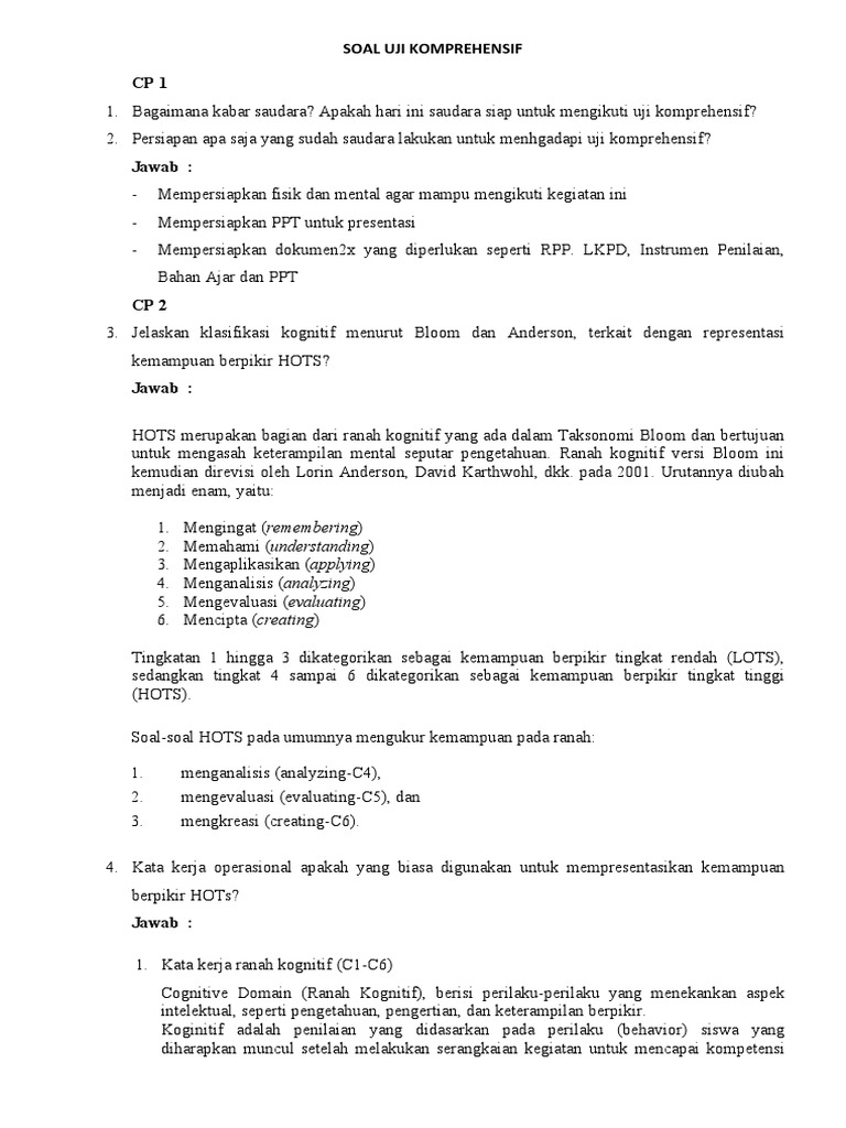 Latihan Soal Kompre | PDF