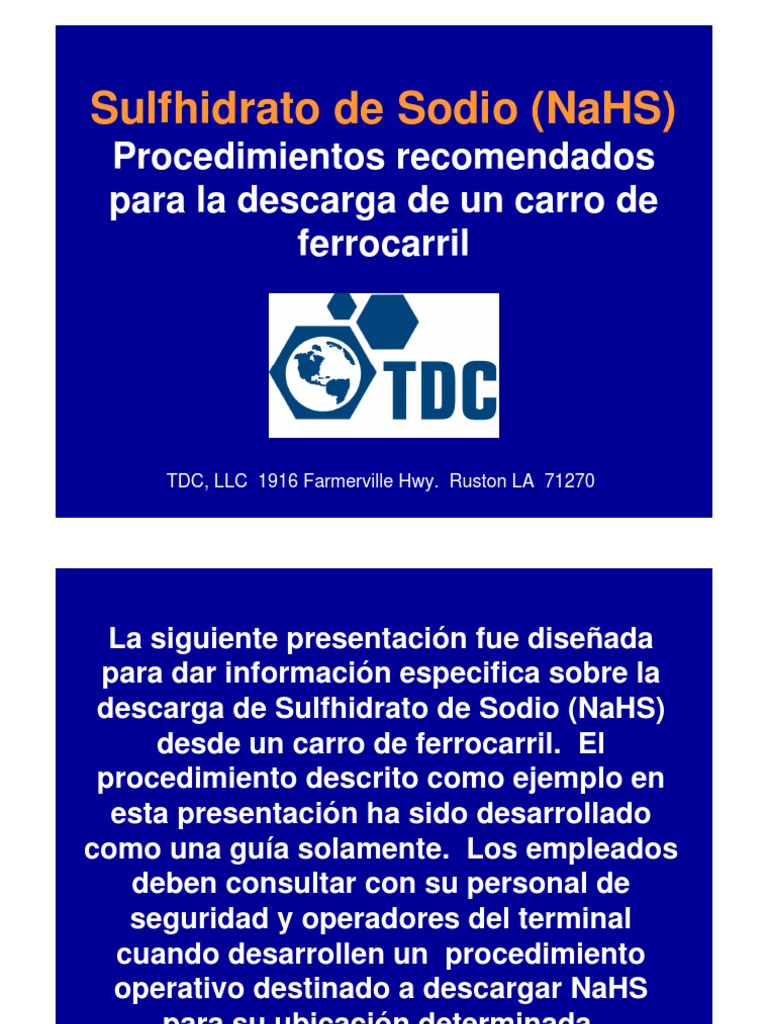 Nahs Railcar Unload Process Spanish Pdf Hidróxido De Sodio Hidrógeno 