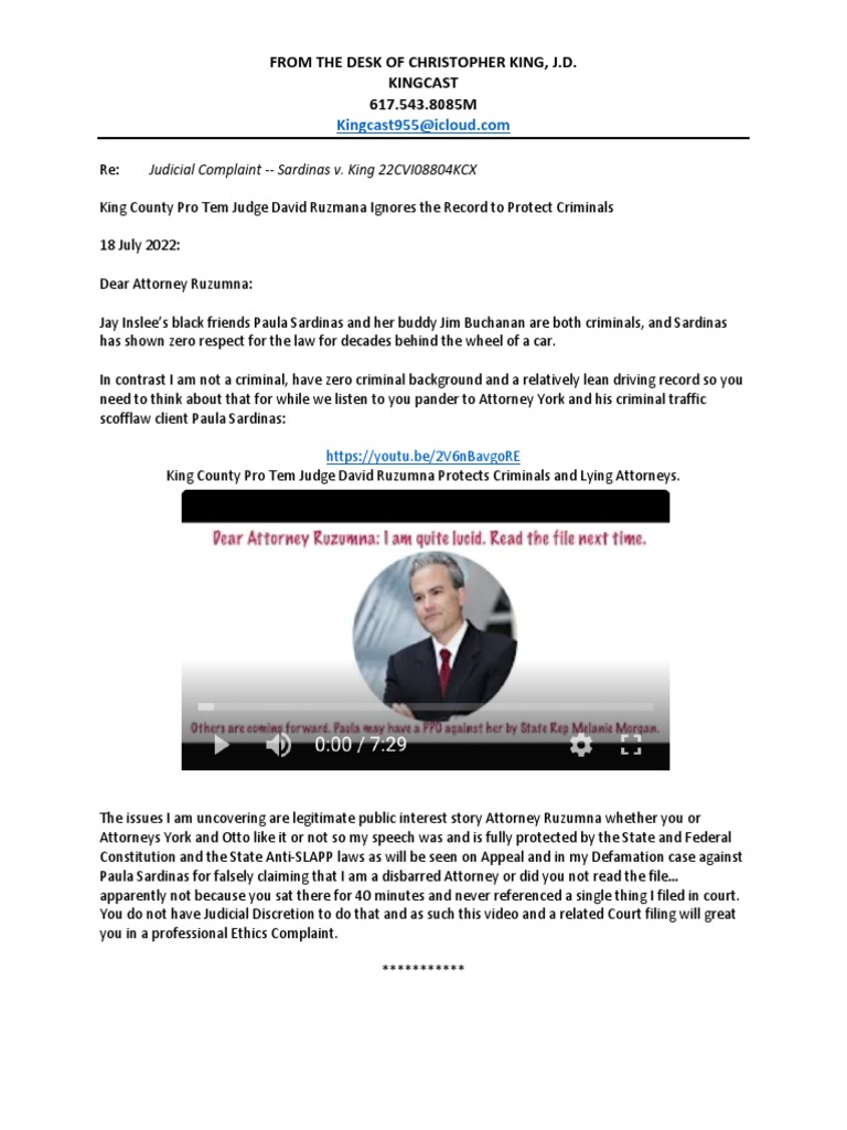 King County District Court Pro Tem Judge David Ruzumna Ethics Complaint ...