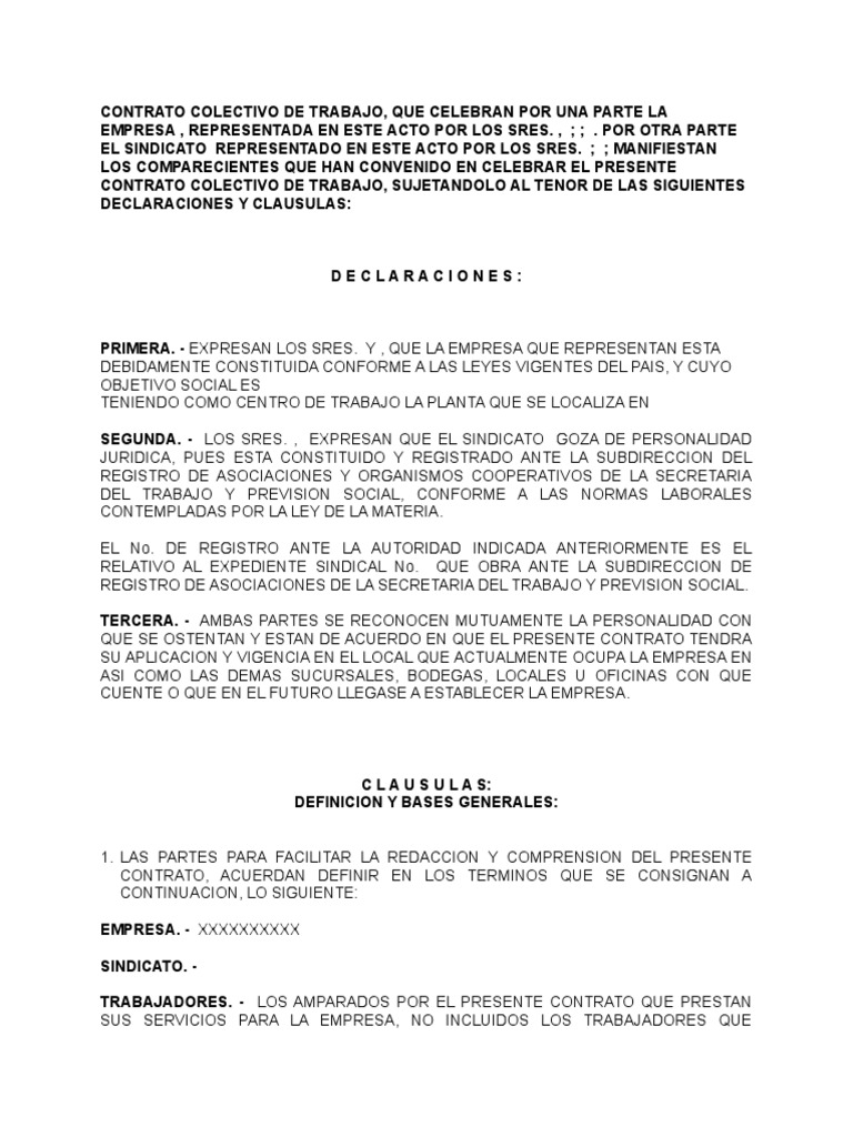 Contrato Colectivo de Trabajo | PDF