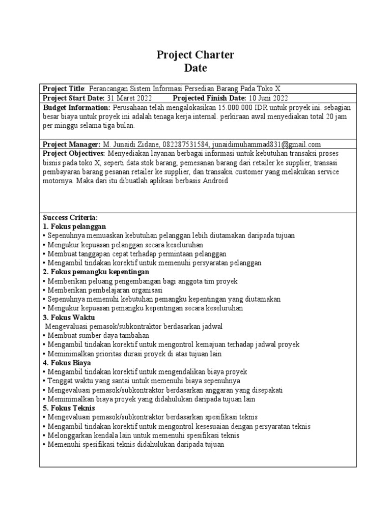 Project Charter | PDF