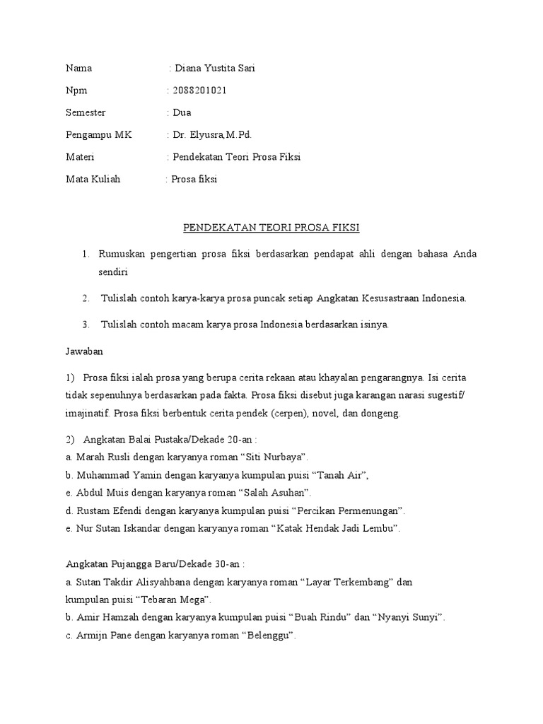 Teori Prosa Fiksi | PDF | Fiksi Umum