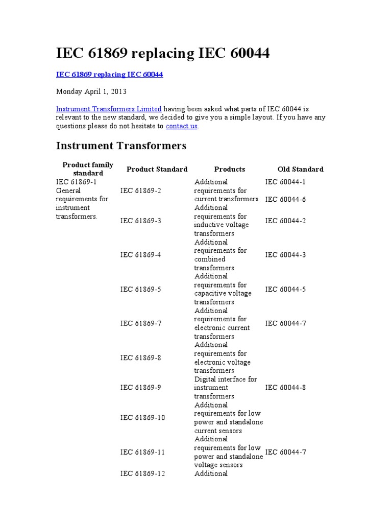 IEC 61869 Replacing IEC 60044 | PDF | Transformer | Metrology