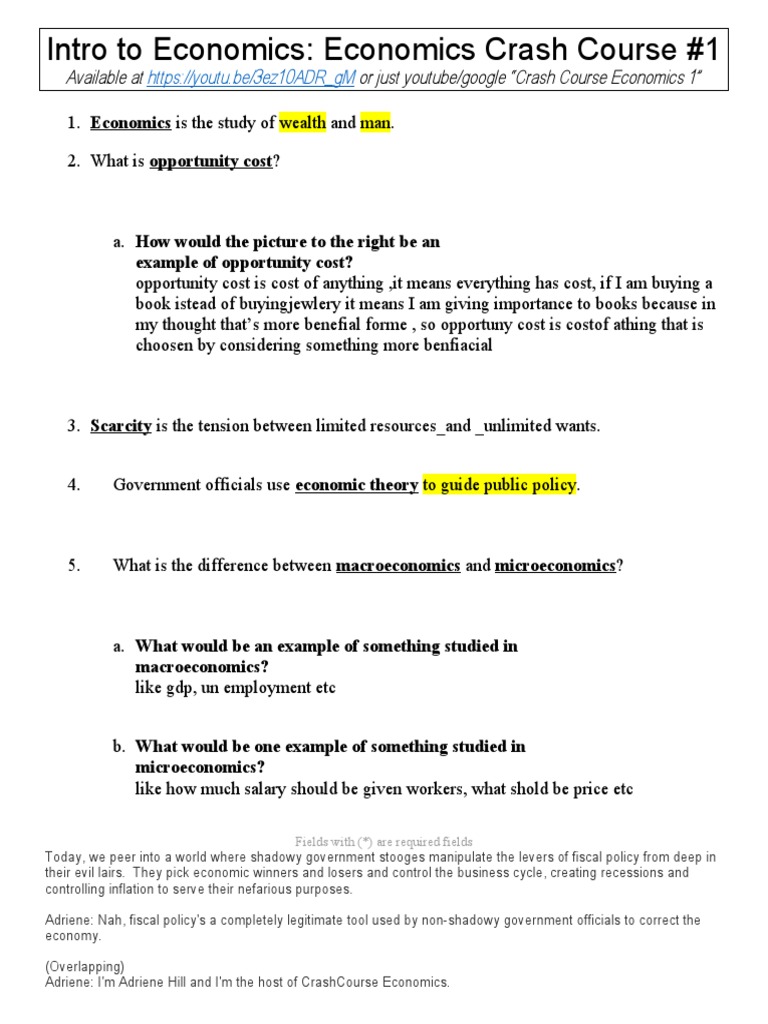 Intro To Economics: Economics Crash Course #1 | PDF | Macroeconomics ...