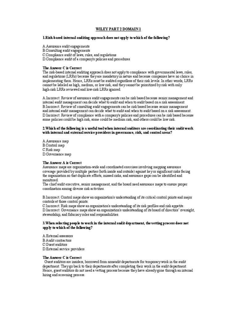 Wiley CIA P2 MCQs | PDF | Audit | Internal Audit