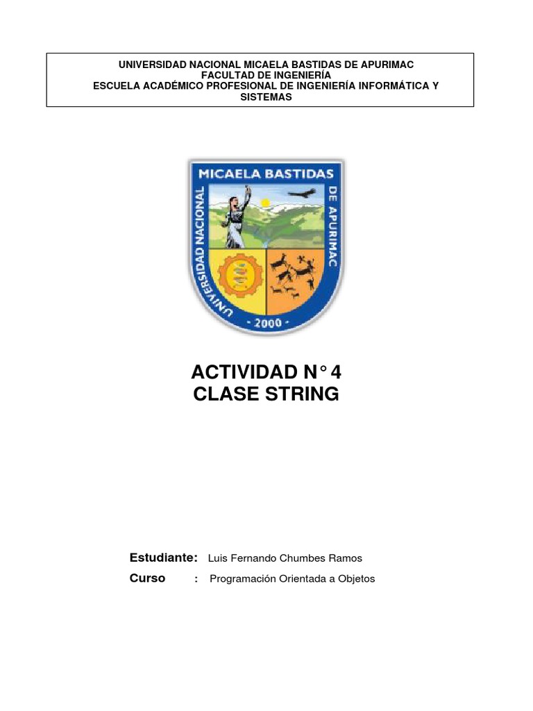 Actividad N°4 - Clase String | PDF | Cadena (informática) | Lenguaje de ...