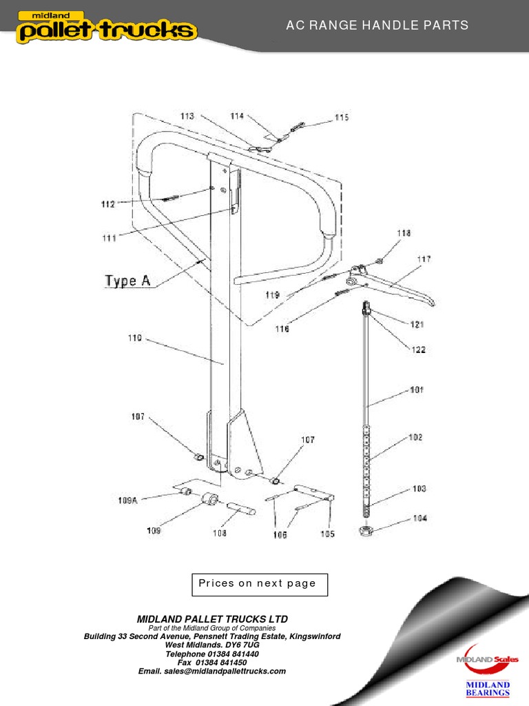 AC25 Hand Pallet Truck Parts List and Prices | PDF | Axle | Screw