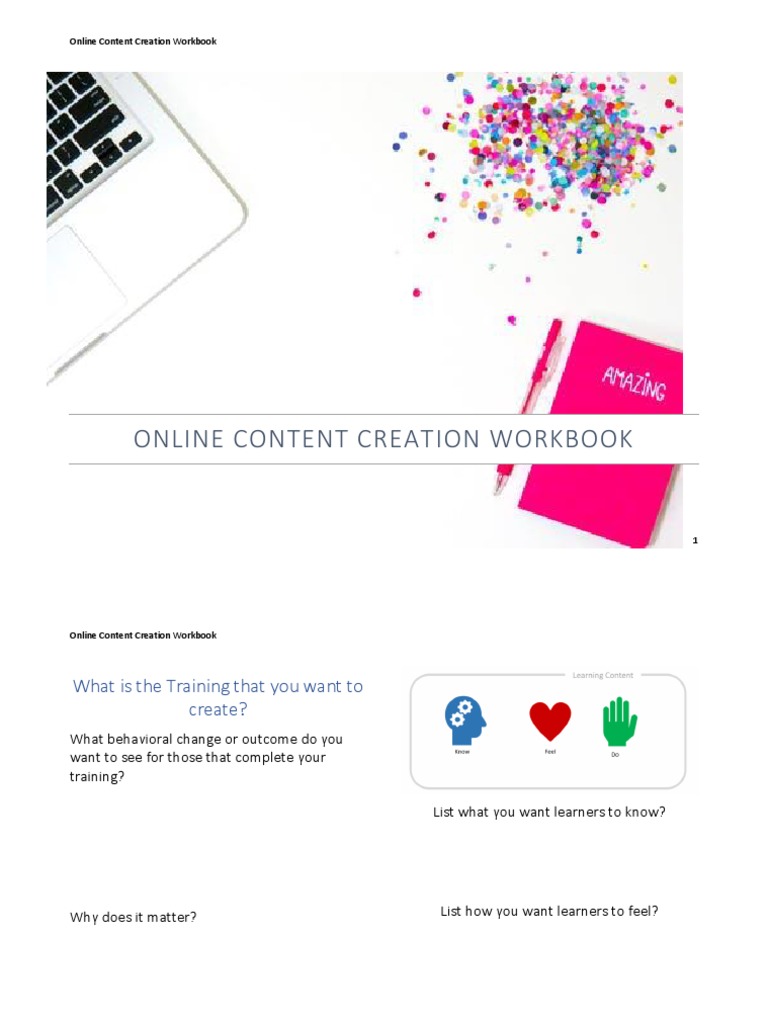 Online Content Creation Workbook | PDF | Learning | Educational Technology
