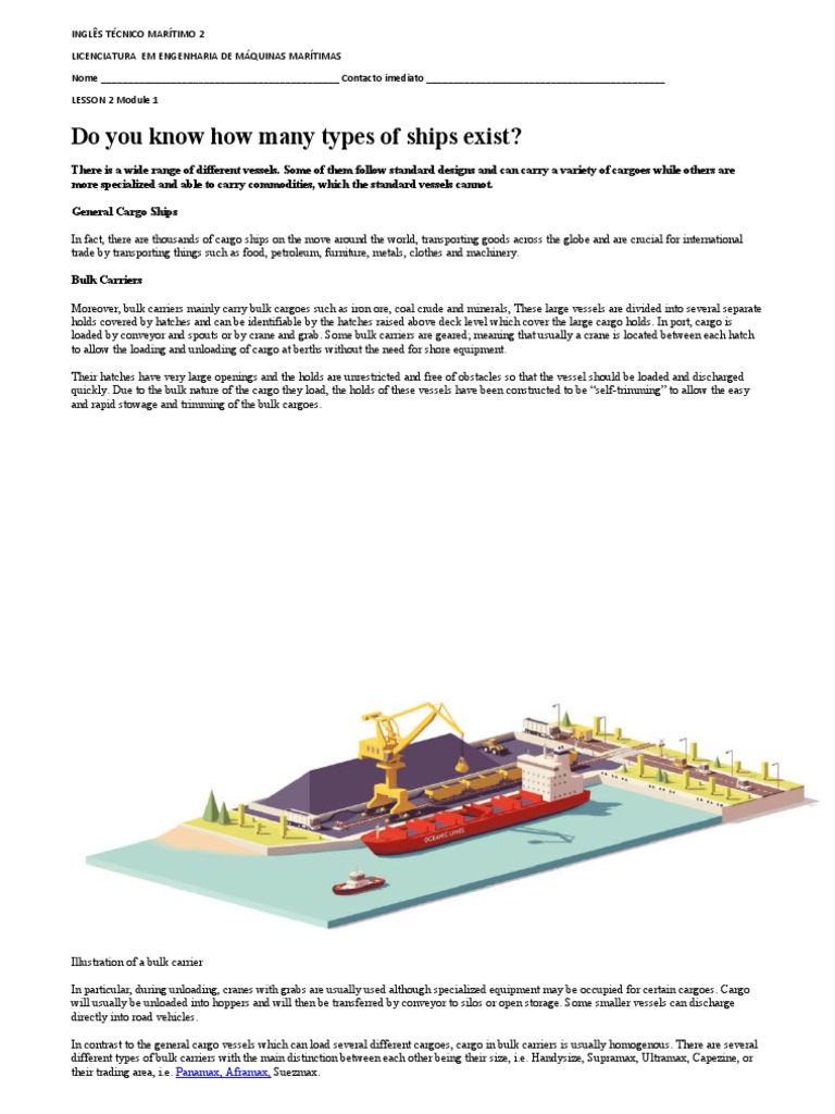 Lesson 2 SHIP TYPES | PDF | Oil Tanker | Tugboat
