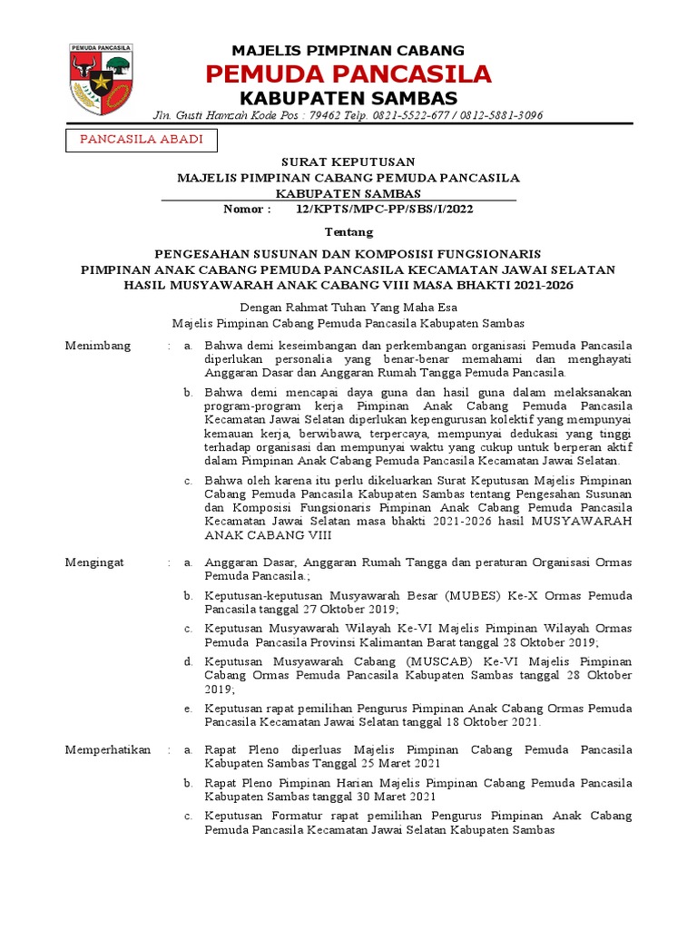 Pengesahan Kepengurusan PAC PP | PDF | Karier & Perkembangan