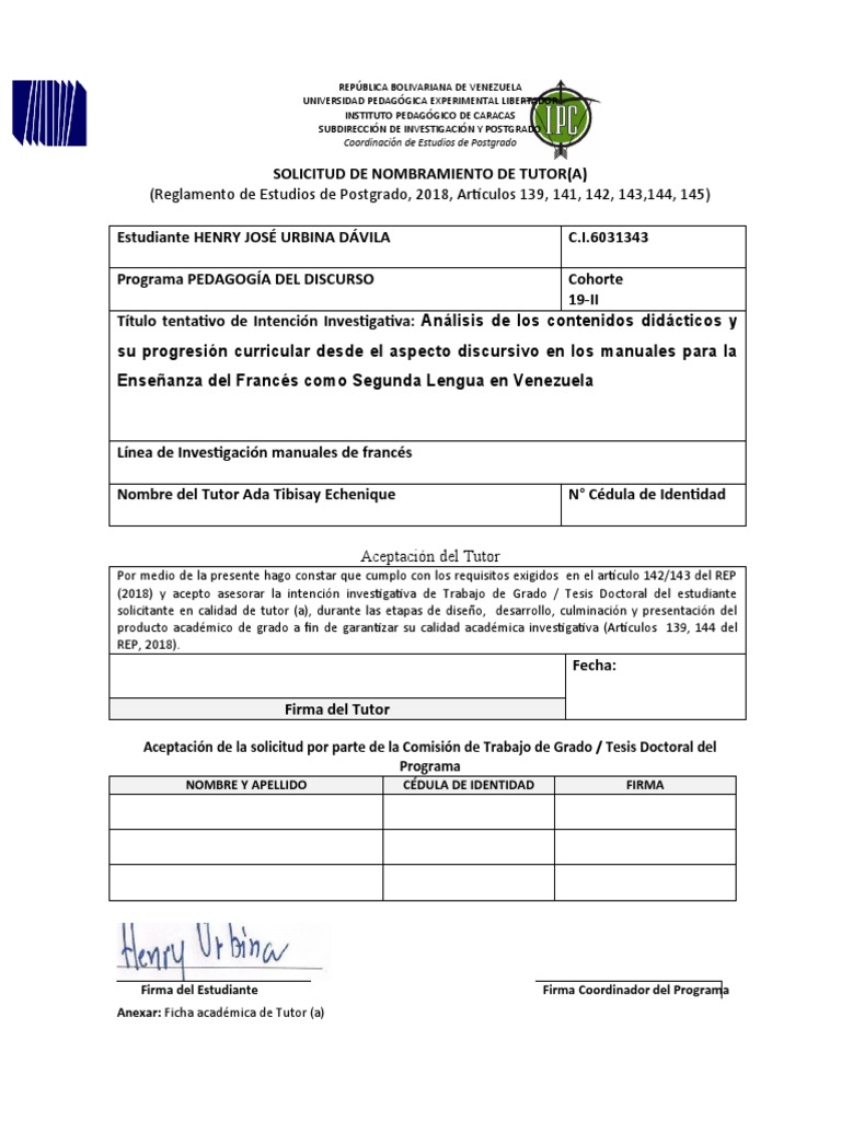 Solicitud De Tutor