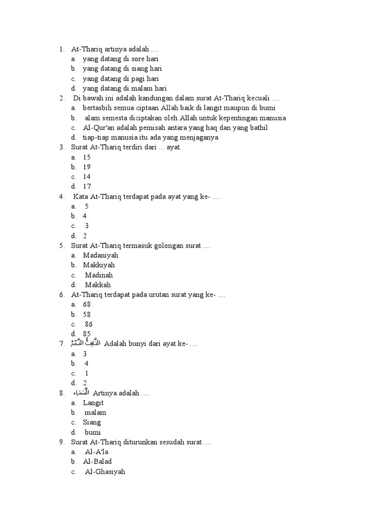 Soal BTQ KELAS 9 | PDF