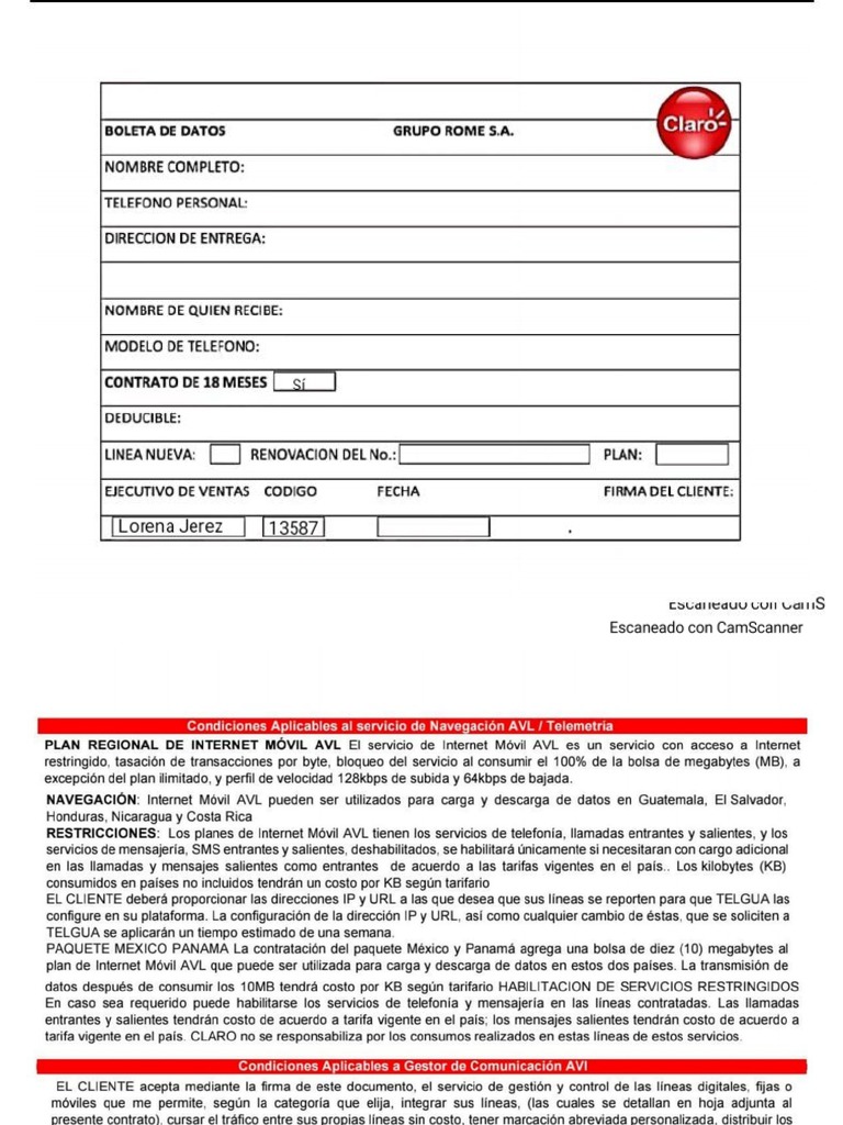 Contrato Claro Móviles | PDF