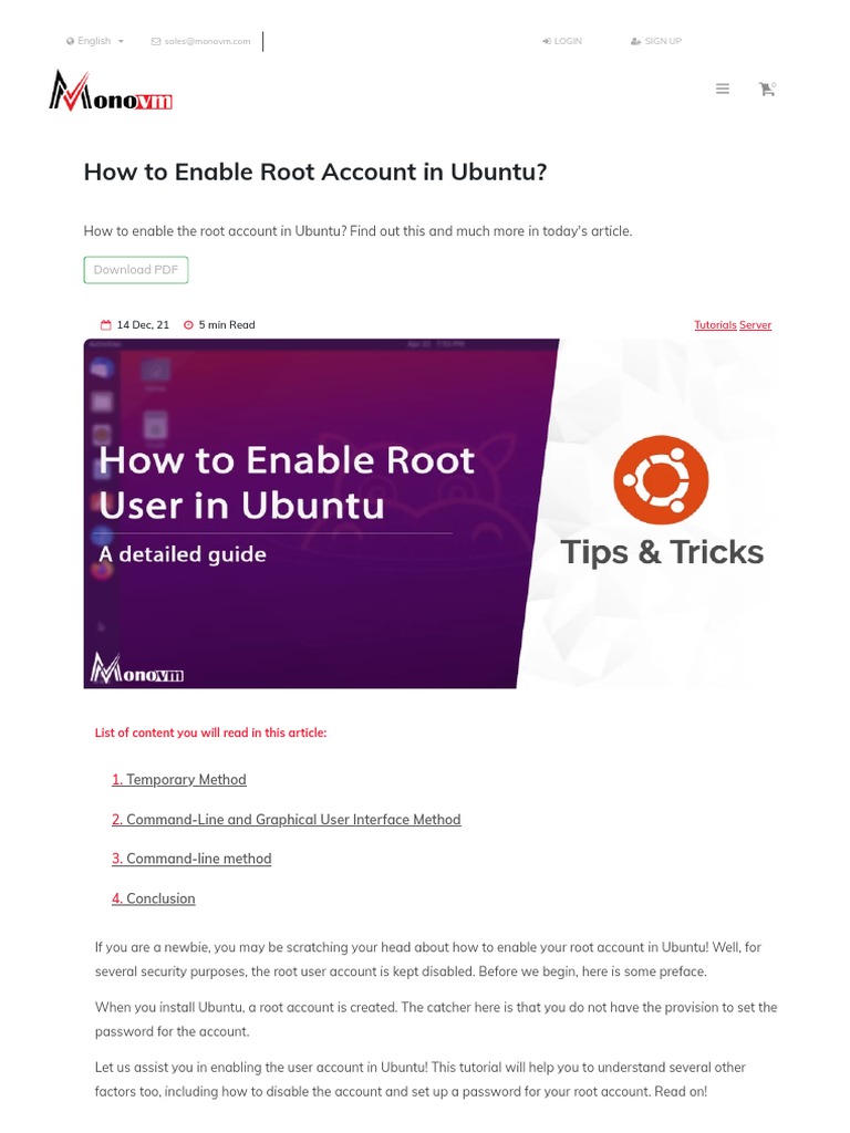 How To Enable Root Account in Ubuntu?: Download PDF | PDF | Sudo ...