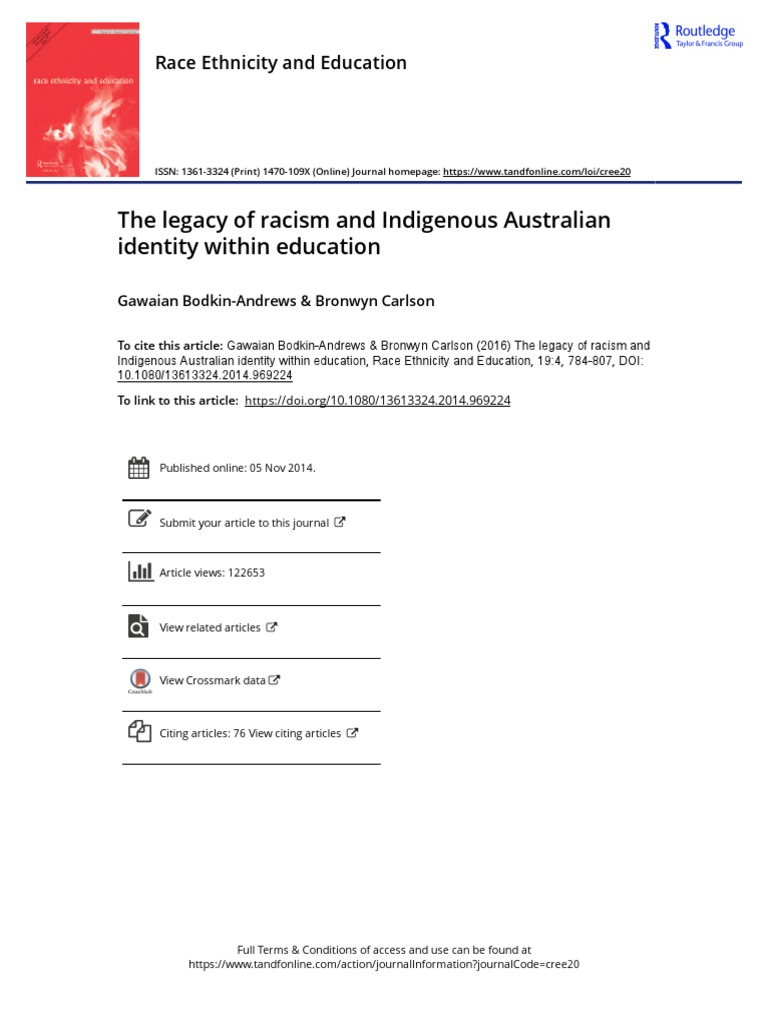 The Legacy of Racism and Indigenous Australian Identity Within ...