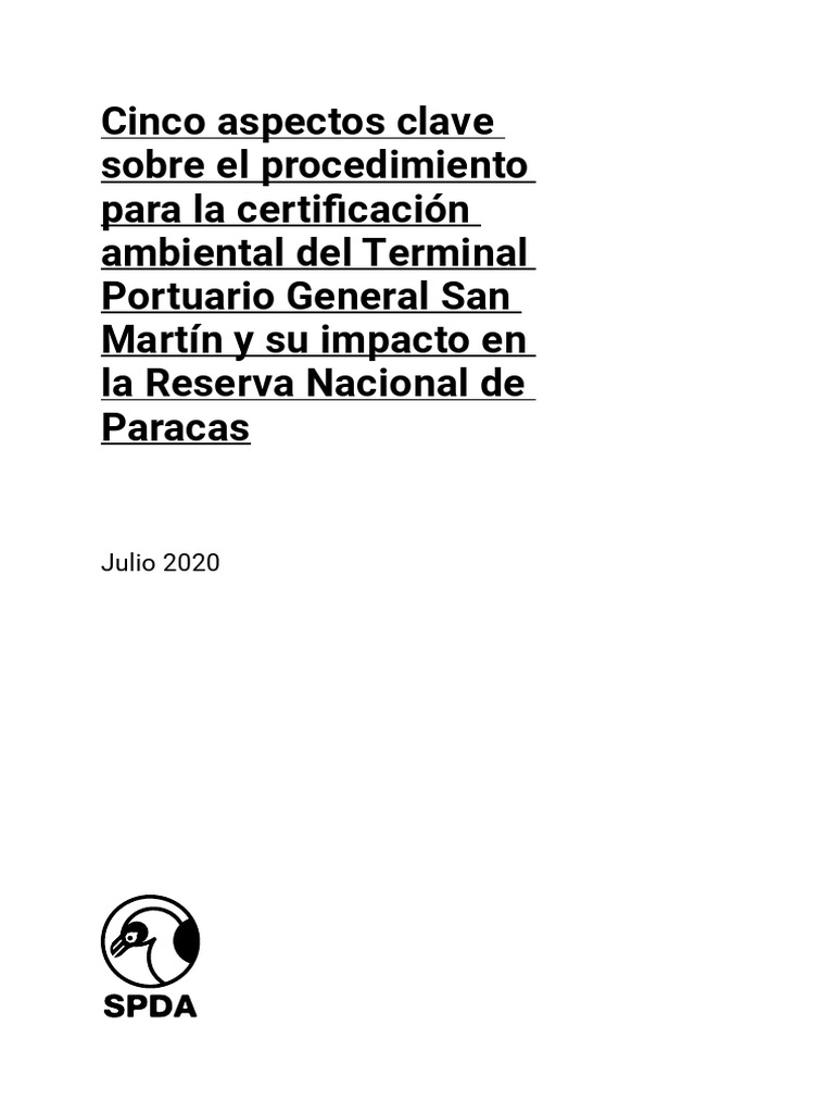 Informe Legal de La SPDA Sobre La Modernizacion Del Terminal Portuario ...