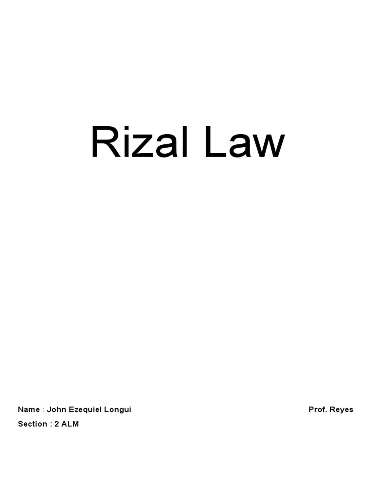 RIZAL Assignment 1 | PDF | Philippines