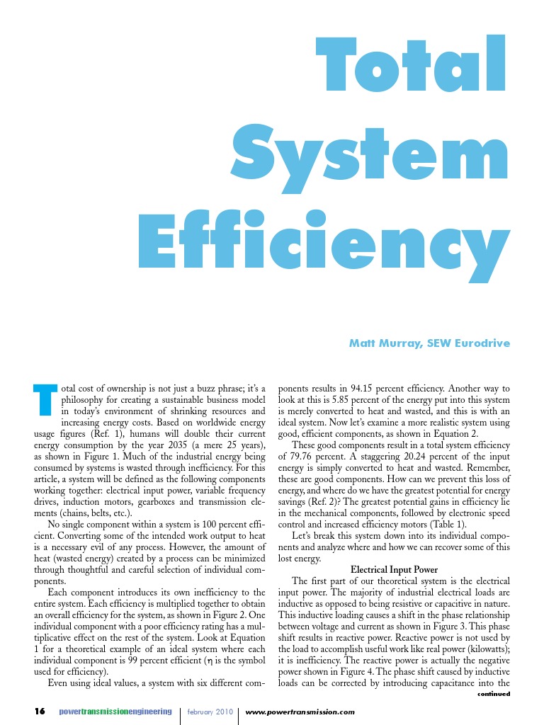 Total System Efficiency | PDF | Gear | Ac Power