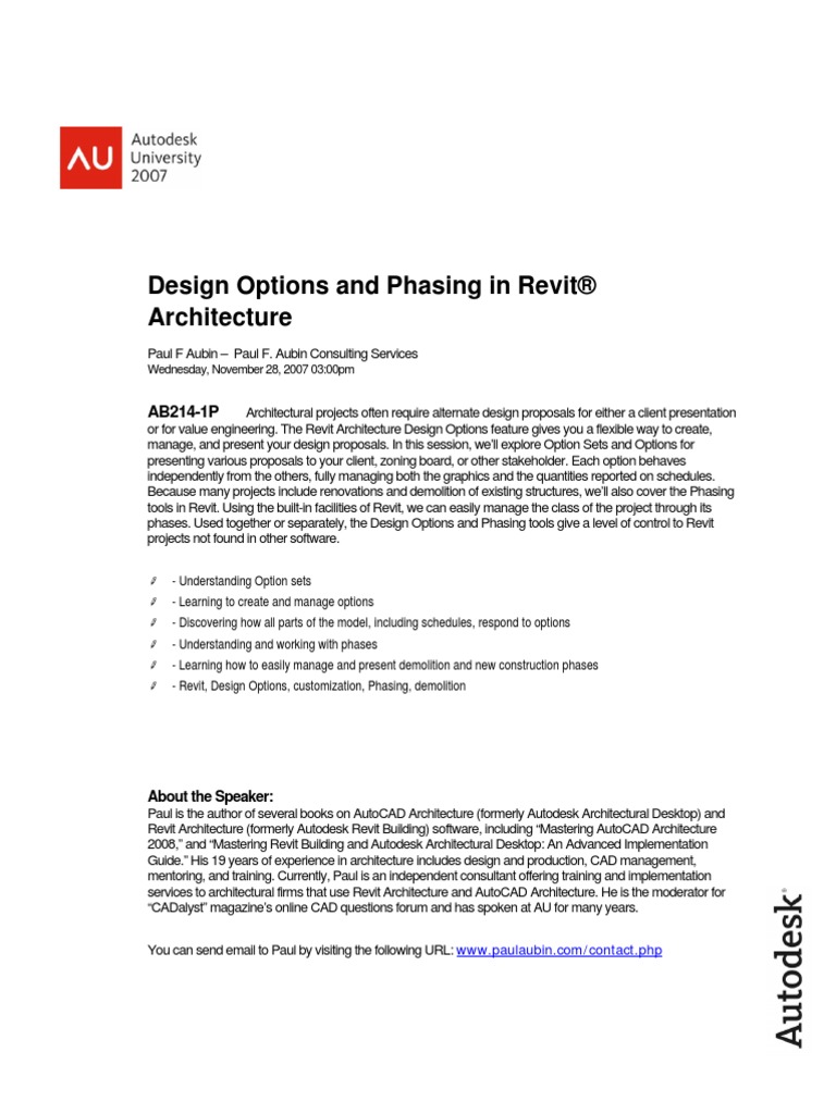 Revit Phasing and Design Options | PDF | Autodesk Revit | Auto Cad