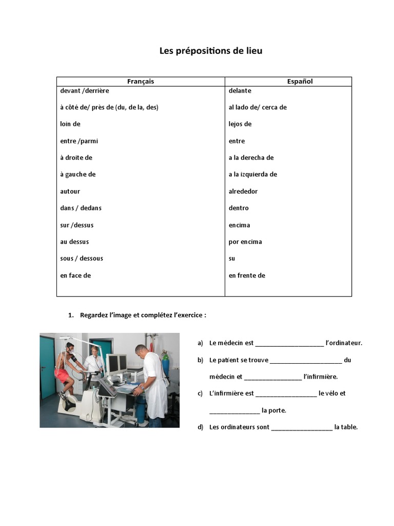 MP L12 Les Prépositions de Lieu Esp - Exercices | PDF | Médecine ...