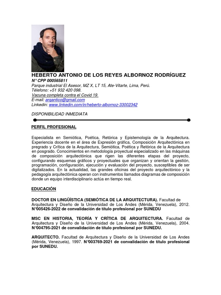 CV Agosto 2022 Heberto Albornoz - Compressed | PDF | Universidad | Venezuela