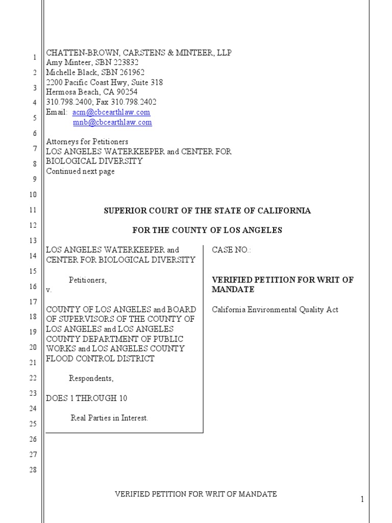 2022-07-13 Petition For Writ of Mandate - Final | PDF | River | Urban ...