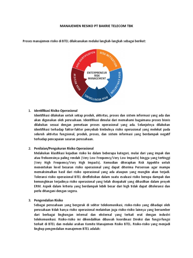 Manajemen Resiko PT Bakrie Telecom TBK | PDF