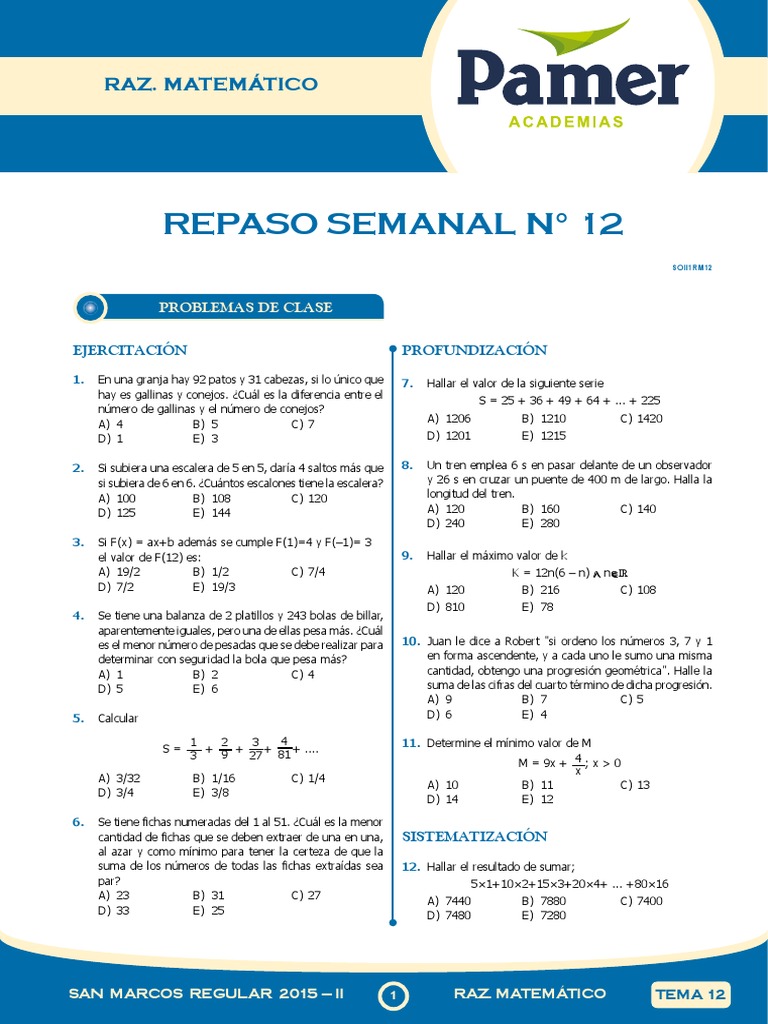 Repaso RM Sem 12 | PDF
