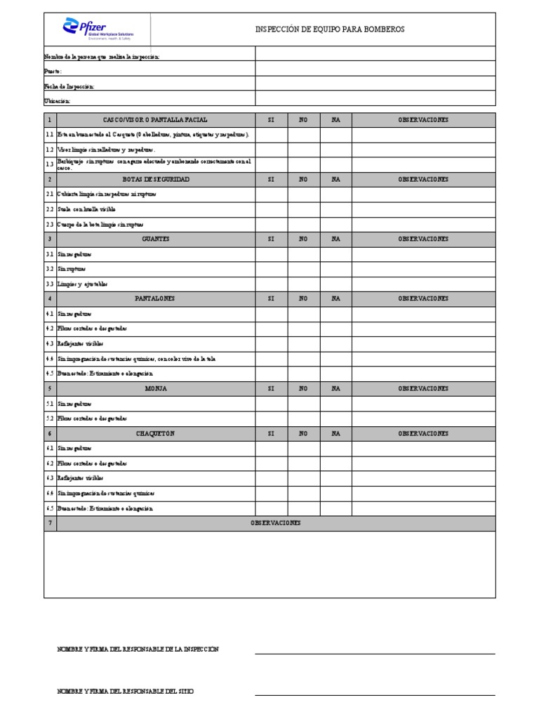 Inspección Equipo de Bomberos | PDF