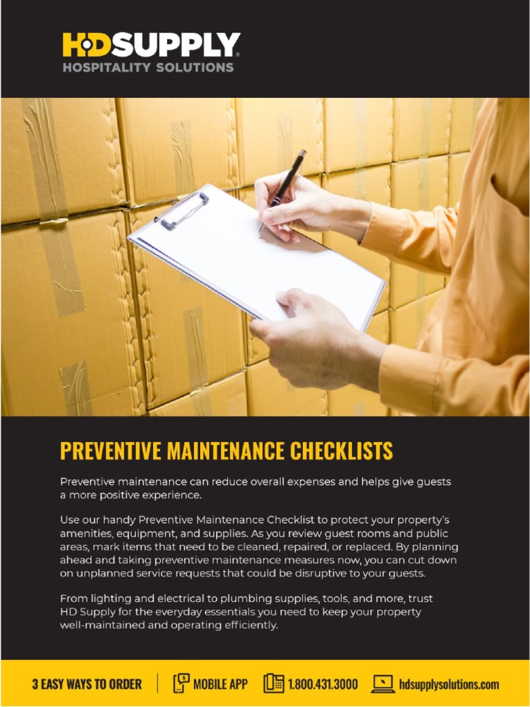 Hospitality Preventive Maintenance Checklist | Download Free PDF | Door ...