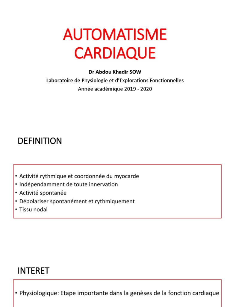 Automatisme cardiaque et cellules nodales | PDF | Électrocardiographie ...