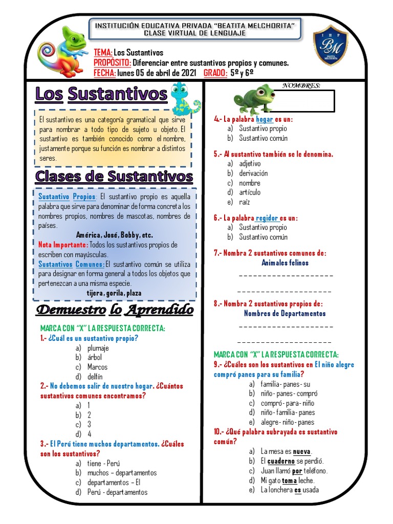 Sustantivos Y Nombres Propios