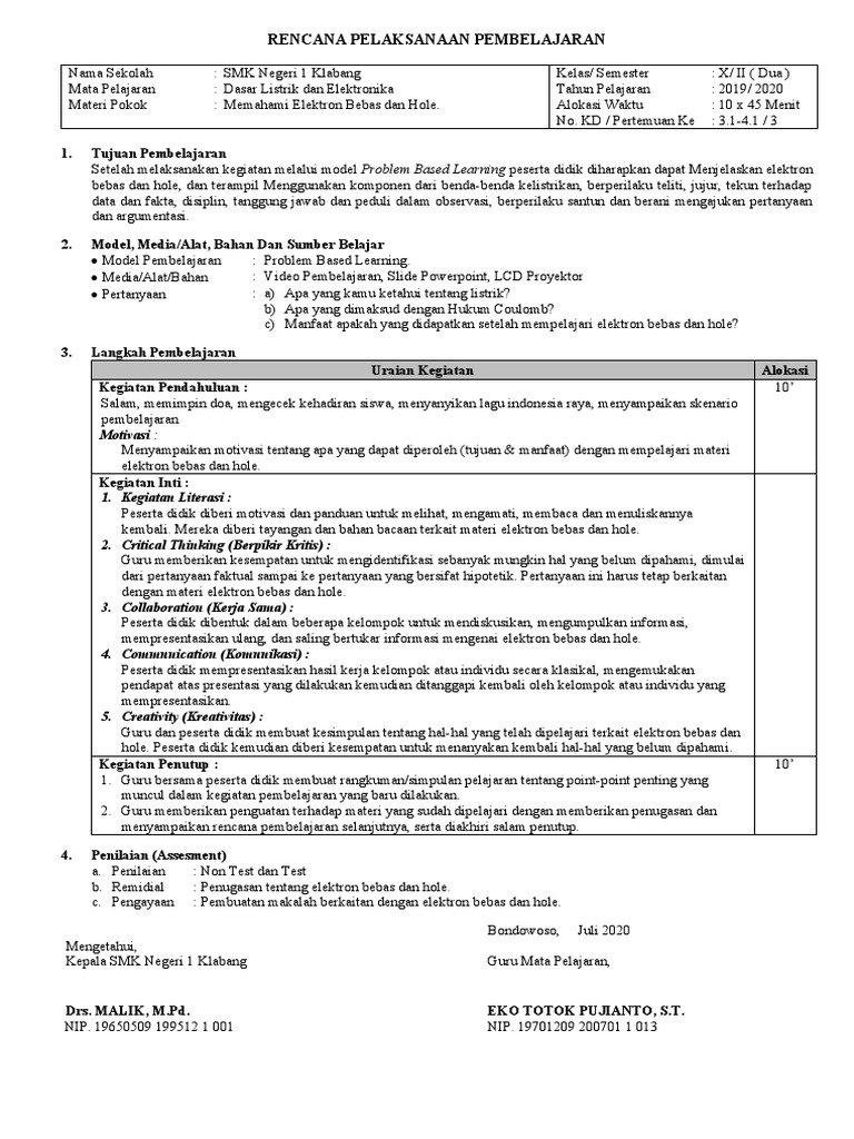 RPP 1 Lembar Pertemuan Ke 3 | PDF