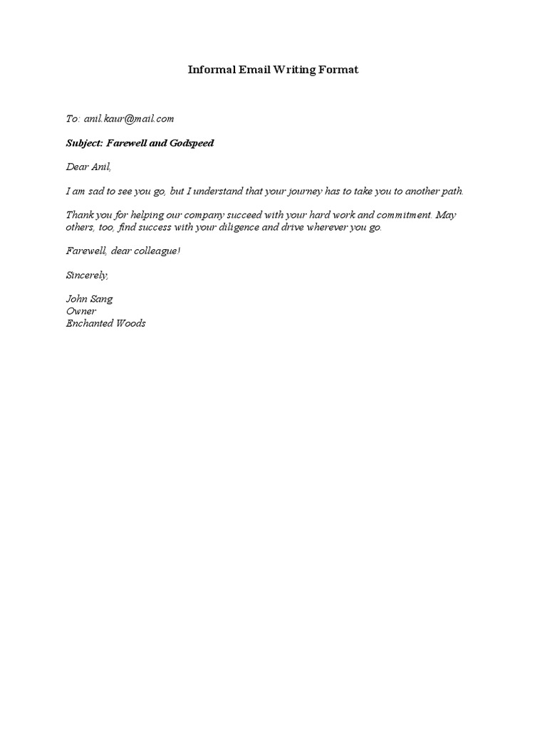 Informal Email Writing Format Samples | PDF
