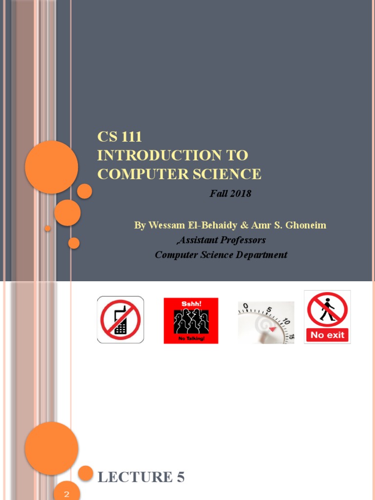 CS 111 Introduction To Computer Science: by Wessam El-Behaidy & Amr S ...