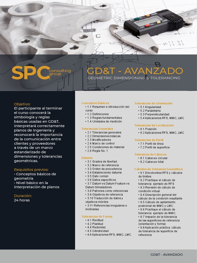 ESP - GD&T Avanzado (Programa 24 HRS) | PDF | Metrología | Geometría