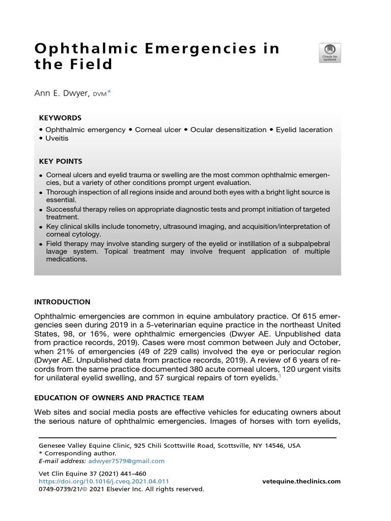 Ophthalmic Emergencies in The 2021 Veterinary Clinics of North America ...