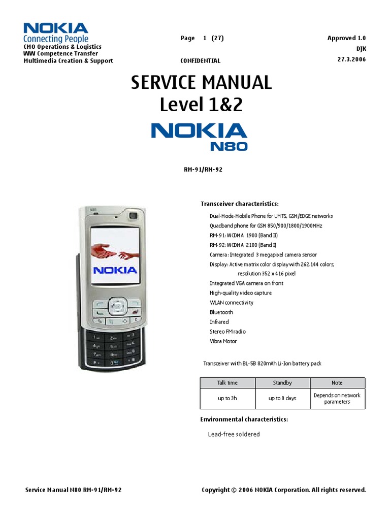 Service Manual Level &2: Nokia | PDF | Electrostatic Discharge | Soldering
