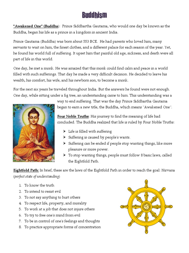 01 - Basics of Buddhism Reading | PDF | Gautama Buddha | Four Noble Truths