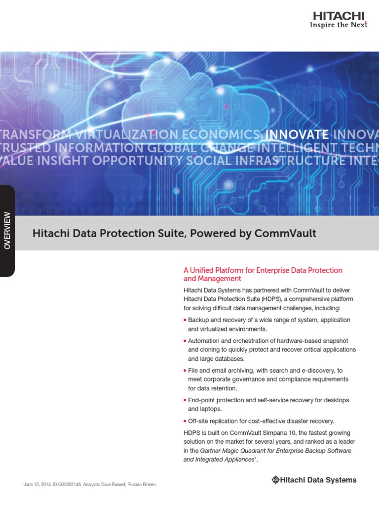 Hitachi Overview Data Protection Suite | PDF | Backup | Cloud Computing