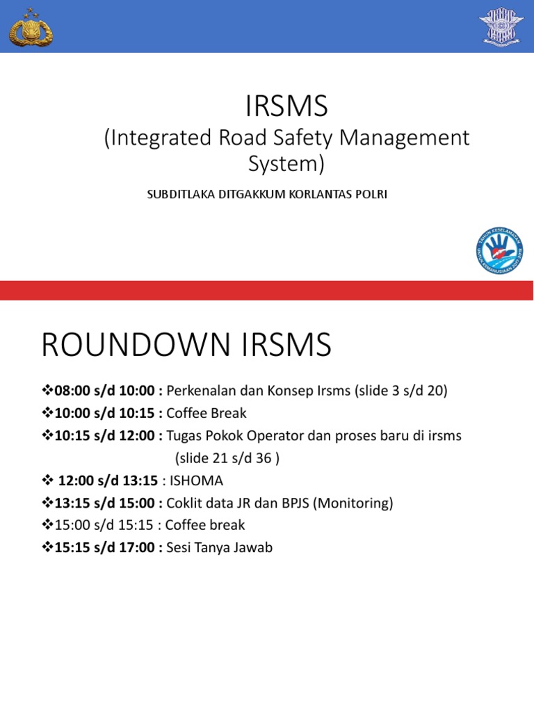 Kepolisian IRSMS Integrated Road Safety Management System | PDF