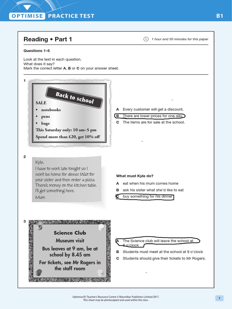 Copia de OPT B1 Practice Test | PDF